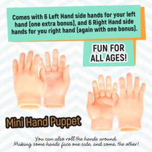 Tiny Hands Little Finger Hands– Pack of 12-6 Left & 6 Right - Finger Puppets for Hands – Small Hand Prop Accessories for Puppet Show– Mini Prank Hand & Gag Gifts for Adults– Bulk pack (30 count)