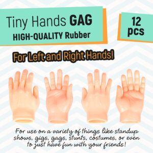 Tiny Hands Little Finger Hands– Pack of 12-6 Left & 6 Right - Finger Puppets for Hands – Small Hand Prop Accessories for Puppet Show– Mini Prank Hand & Gag Gifts for Adults– Bulk pack (30 count)