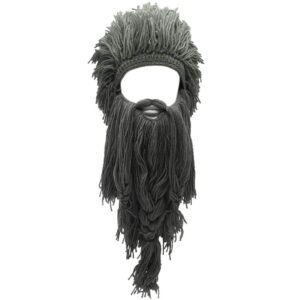 creative barbarian knit beard hat funny knit hat wig beanie hat beard facemask