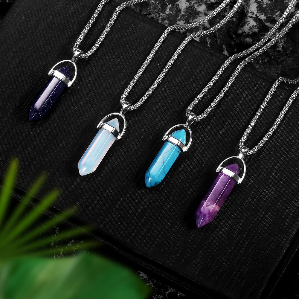 9 PCS Evil Eye Necklace Pendant for Women MenCrystal Heart Tree of Life lucky Stone Necklace Jewelry Set