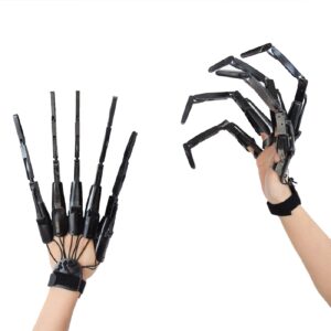 thafikzi halloween gloves wearable skull fingers articulated finger extensions a pair of halloween devil claws cosplay ghost hands fit for all finger fake fingers can be flexibly bent (black)