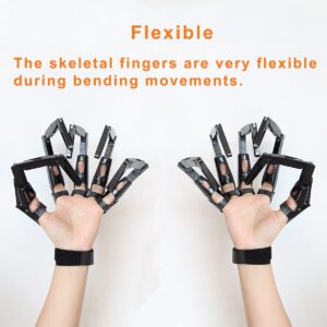 Thafikzi Halloween Gloves Wearable Skull Fingers Articulated Finger Extensions A Pair of Halloween Devil Claws Cosplay Ghost Hands Fit for All Finger Fake Fingers Can Be Flexibly Bent (Black)