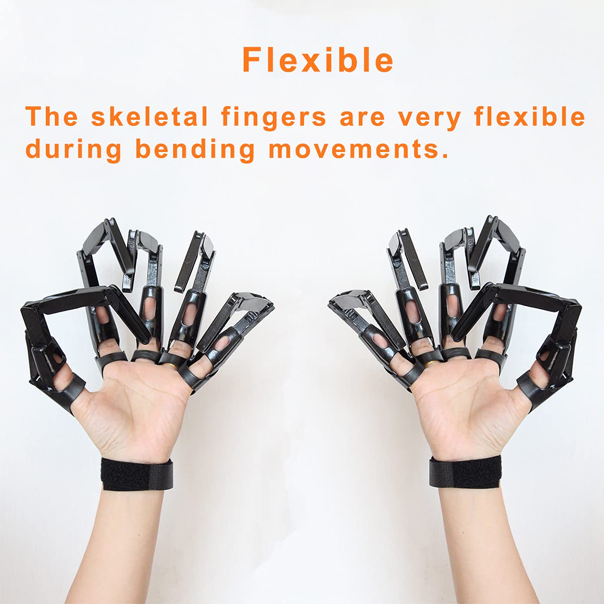 Thafikzi Halloween Gloves Wearable Skull Fingers Articulated Finger Extensions A Pair of Halloween Devil Claws Cosplay Ghost Hands Fit for All Finger Fake Fingers Can Be Flexibly Bent (Black)