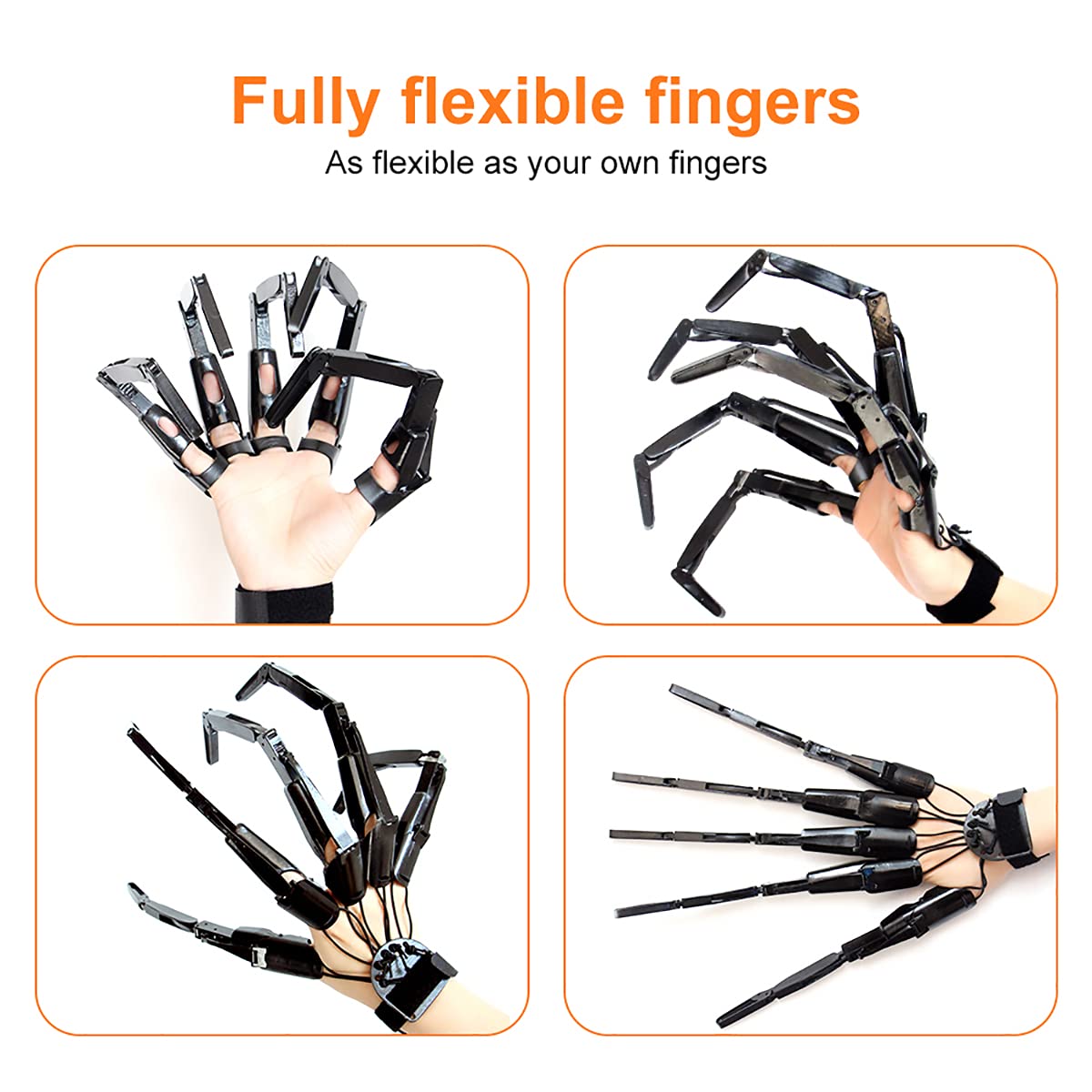 Thafikzi Halloween Gloves Wearable Skull Fingers Articulated Finger Extensions A Pair of Halloween Devil Claws Cosplay Ghost Hands Fit for All Finger Fake Fingers Can Be Flexibly Bent (Black)