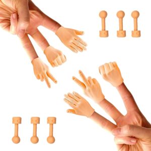 daily portable tiny finger hands- rock paper scissors 6 pack - little finger puppets, mini rubber rock, paper scissors, miniature small hand puppet prank from tiktok - 2 of each finger hands