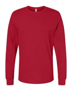 fruit of the loom adult iconic long sleeve t-shirt m true red