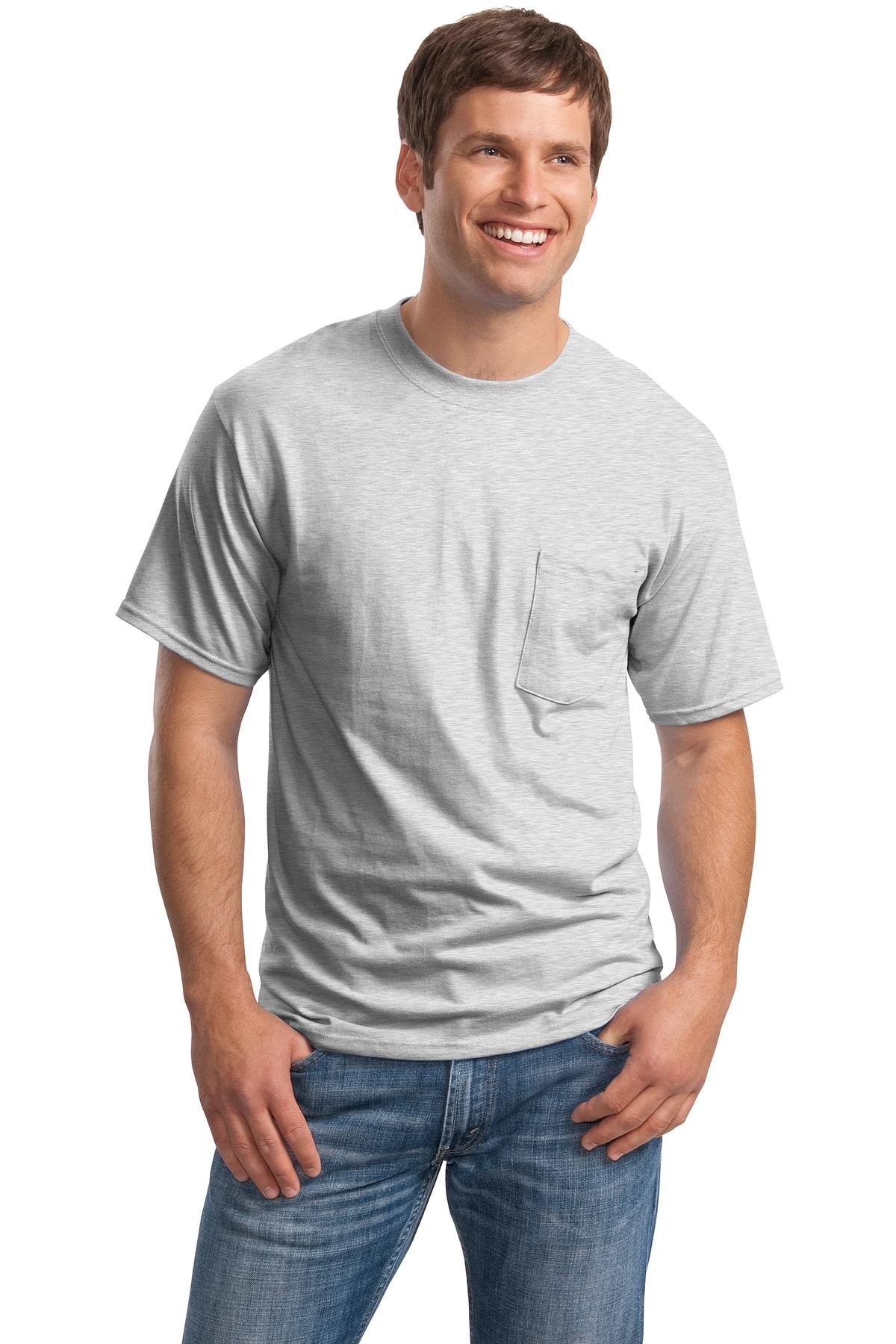 Hanes Beefy-T Adult Pocket T-Shirt Grey L