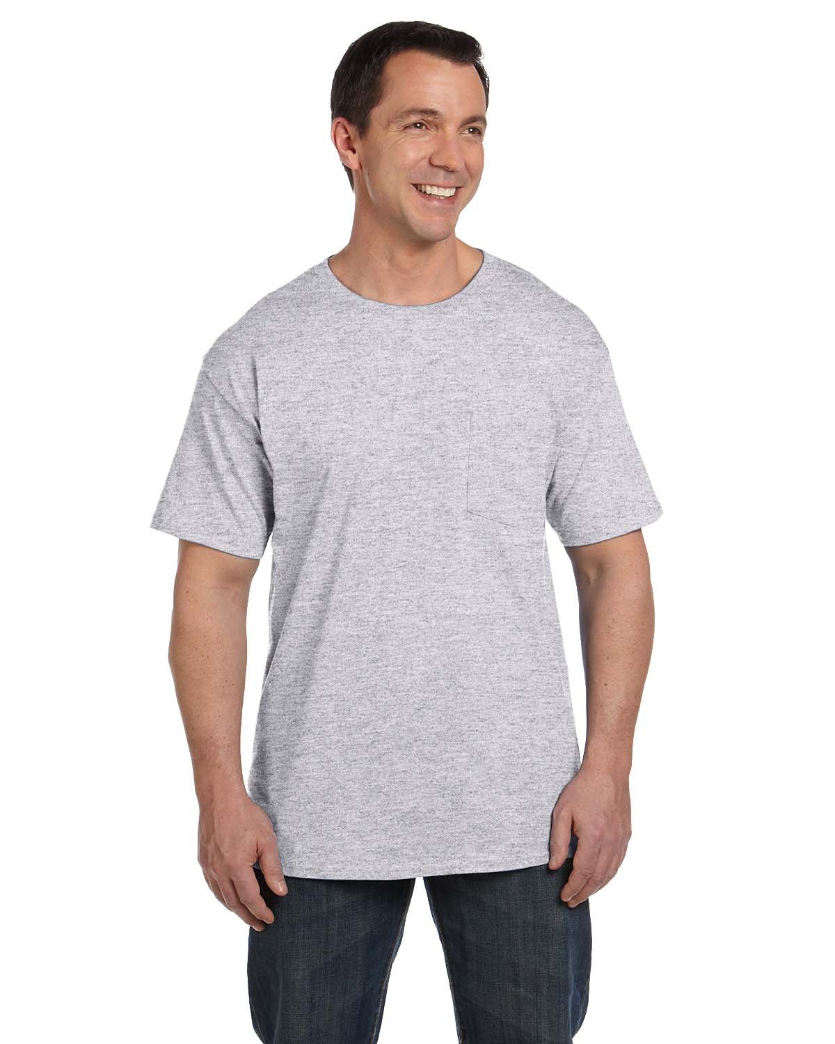 Hanes Beefy-T Adult Pocket T-Shirt Grey L