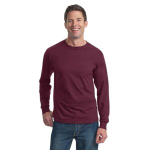 fruit of the loom adult 5 oz. long-sleeve t-shirt, maroon, l