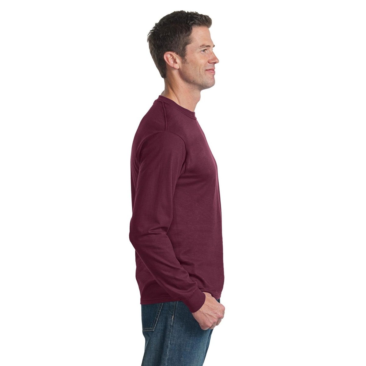 Fruit of the Loom Adult 5 oz. Long-Sleeve T-Shirt, Maroon, L