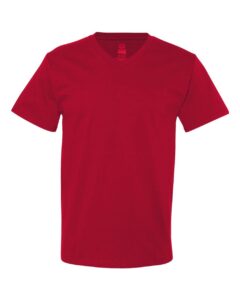 fruit of the loom mens heavy cotton hd v-neck t-shirt (39vr) -true red -m