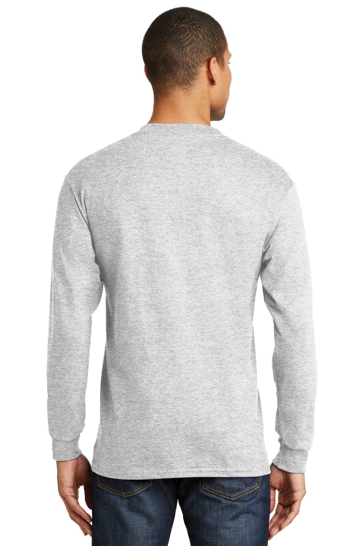 Hanes 6.1 oz. Long-Sleeve Beefy-T, Large, ASH