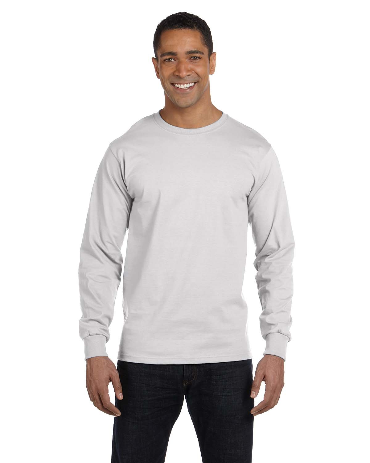 Hanes 6.1 oz. Long-Sleeve Beefy-T, Large, ASH