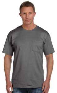 fruit of the loom 100% heavy cotton hd pocket t-shirt, medium, charcoal grey