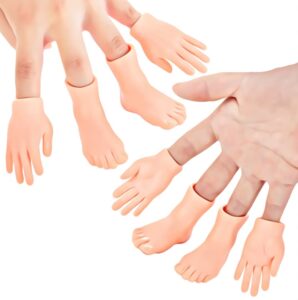 dr dingus finger hand & feet puppets - 4 hands, 4 feet, 4 handles - premium rubber little tiny finger hands – fun and realistic design – ideal gag present