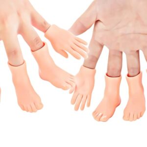 DR DINGUS Finger Hand & Feet Puppets - 4 Hands, 4 Feet, 4 Handles - Premium Rubber Little Tiny Finger Hands – Fun and Realistic Design – Ideal Gag Present