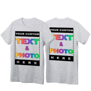 custom t-shirts - personalized unisex crewneck tee shirt - customize your image & text & photo - men women adult unisex size - large ash