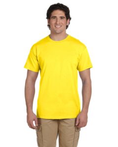 fruit of the loom 5 oz, 100% heavy cotton hd t-shirt, medium, yellow