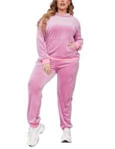 in'voland plus size sweatsuits set long sleeve tracksuit pullover hoodie and sweatpants velvet jogging set with pockets 3x