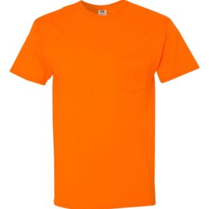 Fruit of the Loom 100% Heavy Cotton HD Pocket T-Shirt, Large, SAFETY ORANGE