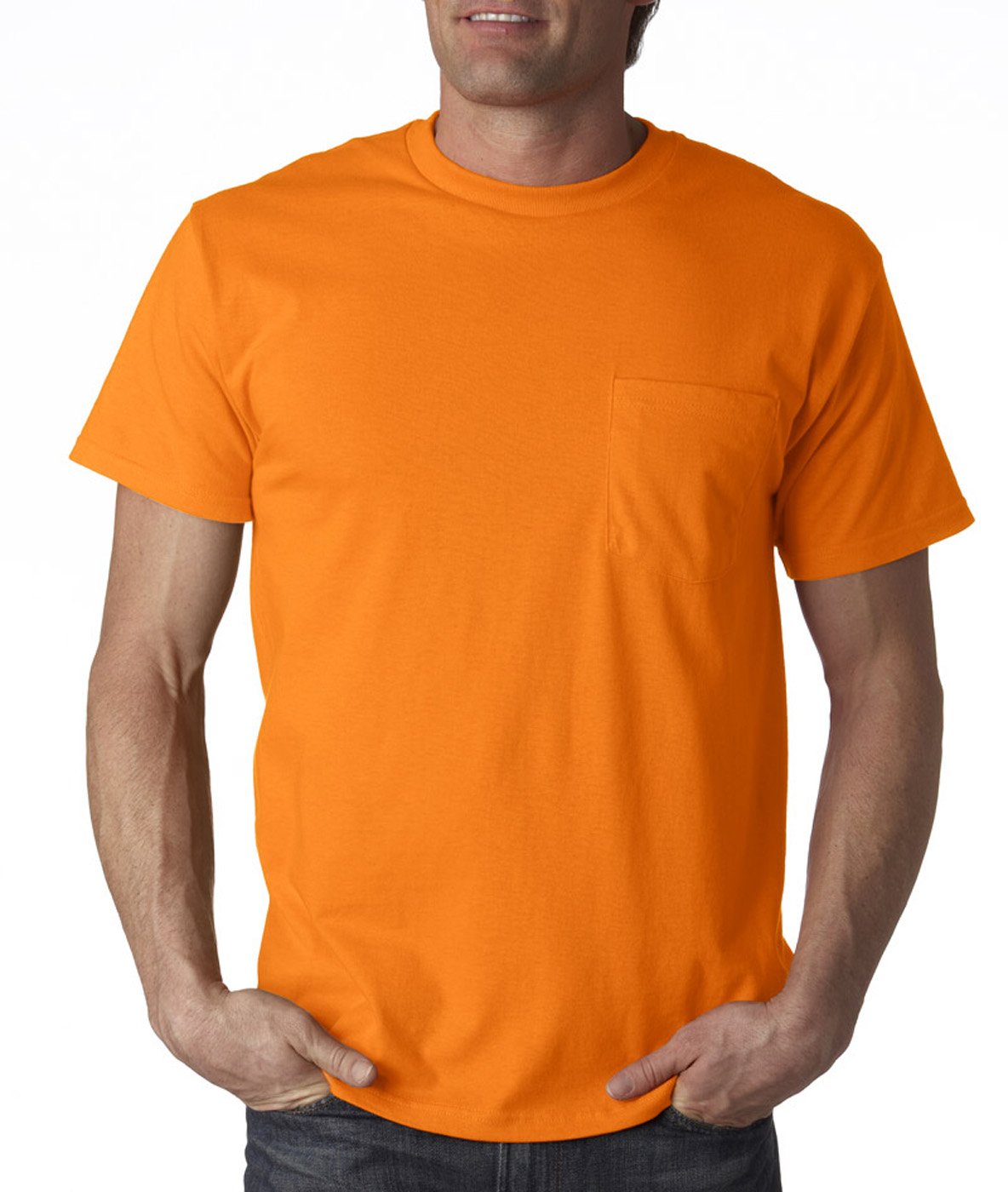 Fruit of the Loom 100% Heavy Cotton HD Pocket T-Shirt, Large, SAFETY ORANGE