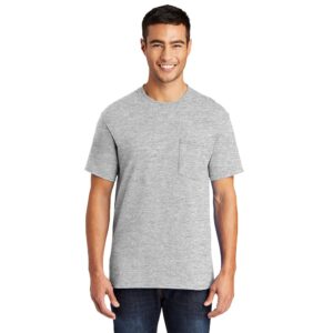 port & company tall core blend pocket tee ash