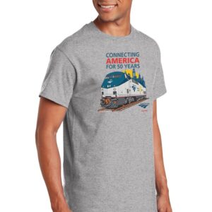 Amtrak 46 in Philly 50th anniversary Sports gray printed T-shirt AMT [140] (Adult, 3X-Large, Ash)