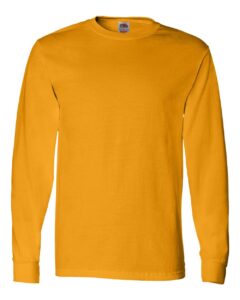 fruit of the loom adult 5 oz. hd cotton™ long-sleeve t-shirt xl gold