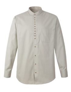 traditional irish grandfather collarless long sleeve shirt (ash, m)