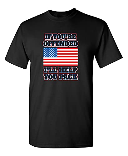 Feelin Good Tees If You're Offended Flag Political Patriotic America T-Shirt L Black