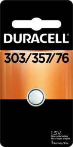 duracell silver oxide battery 1.5 volt 303/357/76, 1 each (pack of 2)