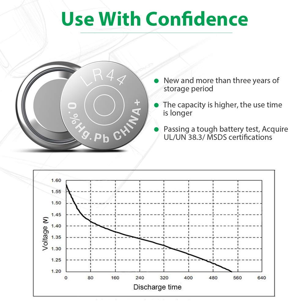 LiCB 40 Pack LR44 AG13 357 303 SR44 Batteries 1.5V Button Coin Cell Battery