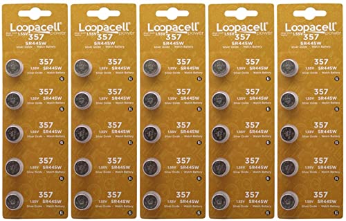 LOOPACELL 25 SR44W SR44 357 V357 Silver Oxide Watch Battery