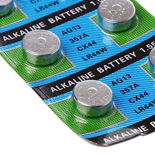 Cotchear 10Pcs AG13 LR44 Batteries 357A L1154 Battery 1.5V 357 S76E G13 LR1154 SR44 Alkailine Button Cell