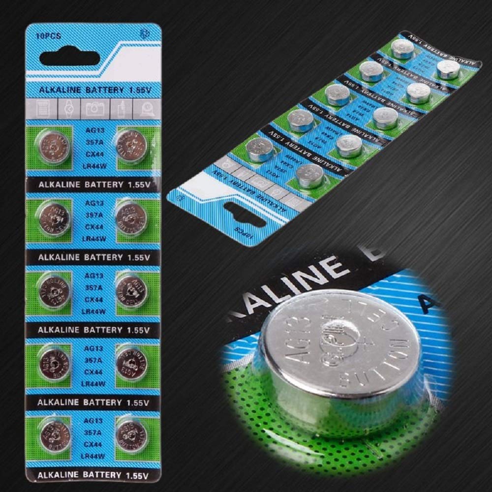 Cotchear 10Pcs AG13 LR44 Batteries 357A L1154 Battery 1.5V 357 S76E G13 LR1154 SR44 Alkailine Button Cell