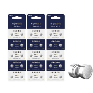 nightkonic 30 count - lr44 ag13 357 sr44 a76 303 battery 1.5v button coin cell batteries