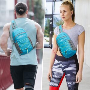 G4Free Sling Bag Backpack RFID Blocking Crossbody with Front Pocket Hiking Daypack Outdoor Chest Bag for Women Men Blue