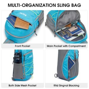 G4Free Sling Bag Backpack RFID Blocking Crossbody with Front Pocket Hiking Daypack Outdoor Chest Bag for Women Men Blue