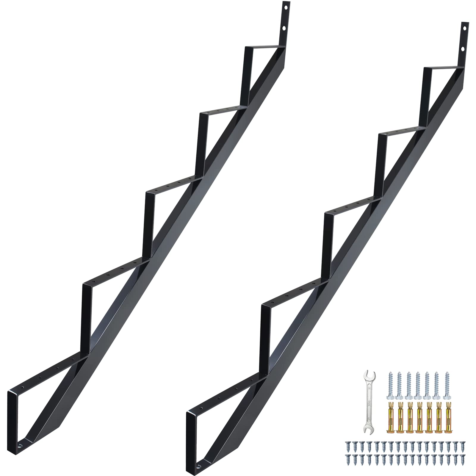 Zwinz Steel Stair Stringer 5 Step, Metal Stair Stringers for Deck Height 42 inches, Steel Stair Step Riser for Outside Stairs (2Pack)