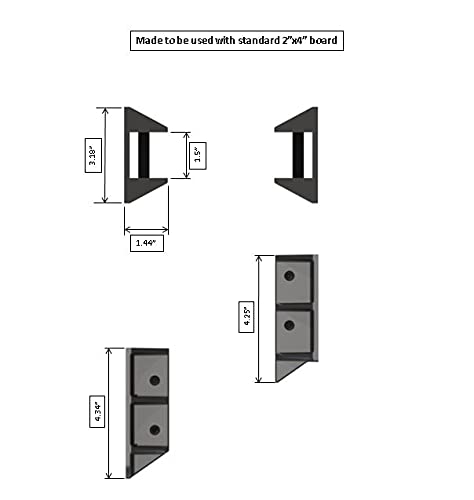 Fence & Deck Rite stair railing hangers, fits standard 2X 4 railings (actual 1 ½” x 3 ½”) Reinforced black polypropylene. 4 sets (8 pcs)