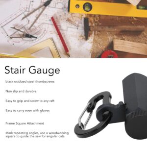 Stair Gauges for Framing Square, Tall Stair Gauges, Aluminum Stair Stringer Layout Tool, Non Slip Framing Square Stops with Holder Stair Stringer Tool for Circular Saw Rip Guide(Black)