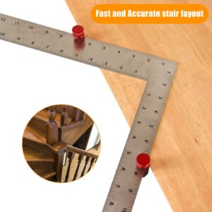 2Sets Tall Stair Gauges for Framing Square with Holder and Rafter Lengthen Anti-Lost Non-Slip Framing Square Stops Stair Gauge Knobs for Circular Saw, Carpentry Squares, Stair Stringer Layout Tool