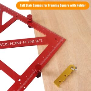 2Sets Tall Stair Gauges for Framing Square with Holder and Rafter Lengthen Anti-Lost Non-Slip Framing Square Stops Stair Gauge Knobs for Circular Saw, Carpentry Squares, Stair Stringer Layout Tool