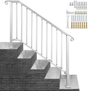 zwinz adjustable handrails for outdoor steps, handrail picket #4 fits 4 or 5 steps, mattle wrought iron handrail, stair rail with installation kit for outdoor steps