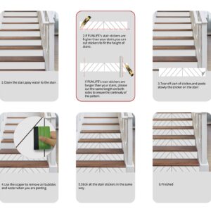 funlife 14Pcs Industrial Style Non-3D Peel and Stick Stair Riser Vinyl Stickers, Self-Adhesive Removable Staircase Riser Decals, 39.37"x7.09" Red and Gray Metal