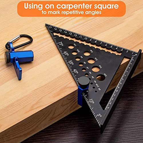 Stair Gauges for Framing Square, Tall Stair Gauges, Aluminum Stair Stringer Layout Tool, Non Slip Framing Square Stops with Holder Stair Stringer Tool for Circular Saw Rip Guide(Blue)