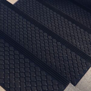 FINEHOUS Rubber Stair Treads Non-Slip Outdoor 48"x10" (4-Pack) – Anti-Slip Step Mat with Nosing