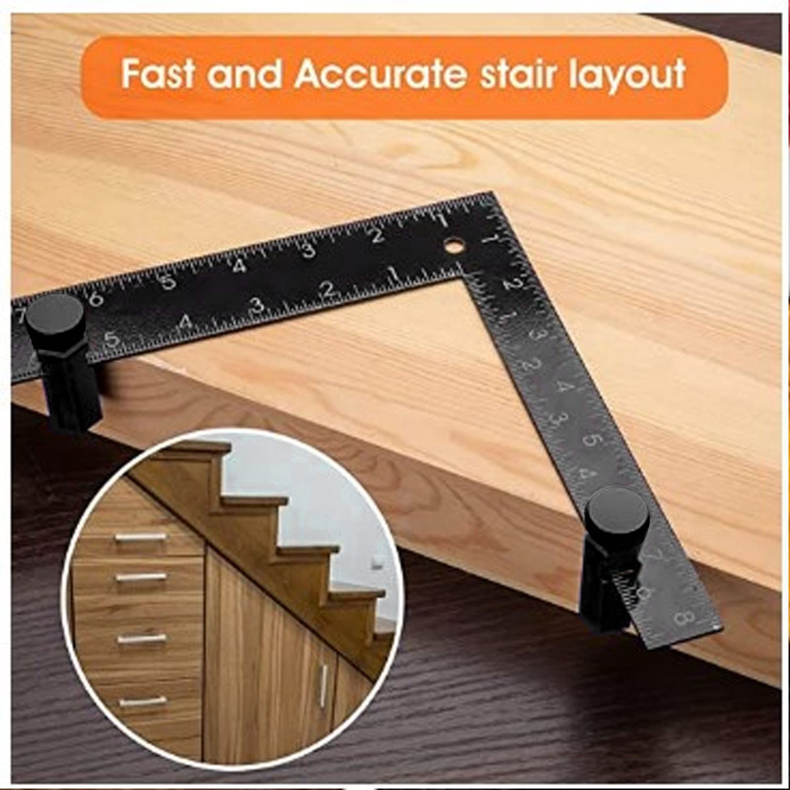 Framing Attachment Jig, Stair Gauge Knob, Framing Stops Stair Gauge Knobs Aluminium Alloy Stair Stringer Layout Tool, (Black)