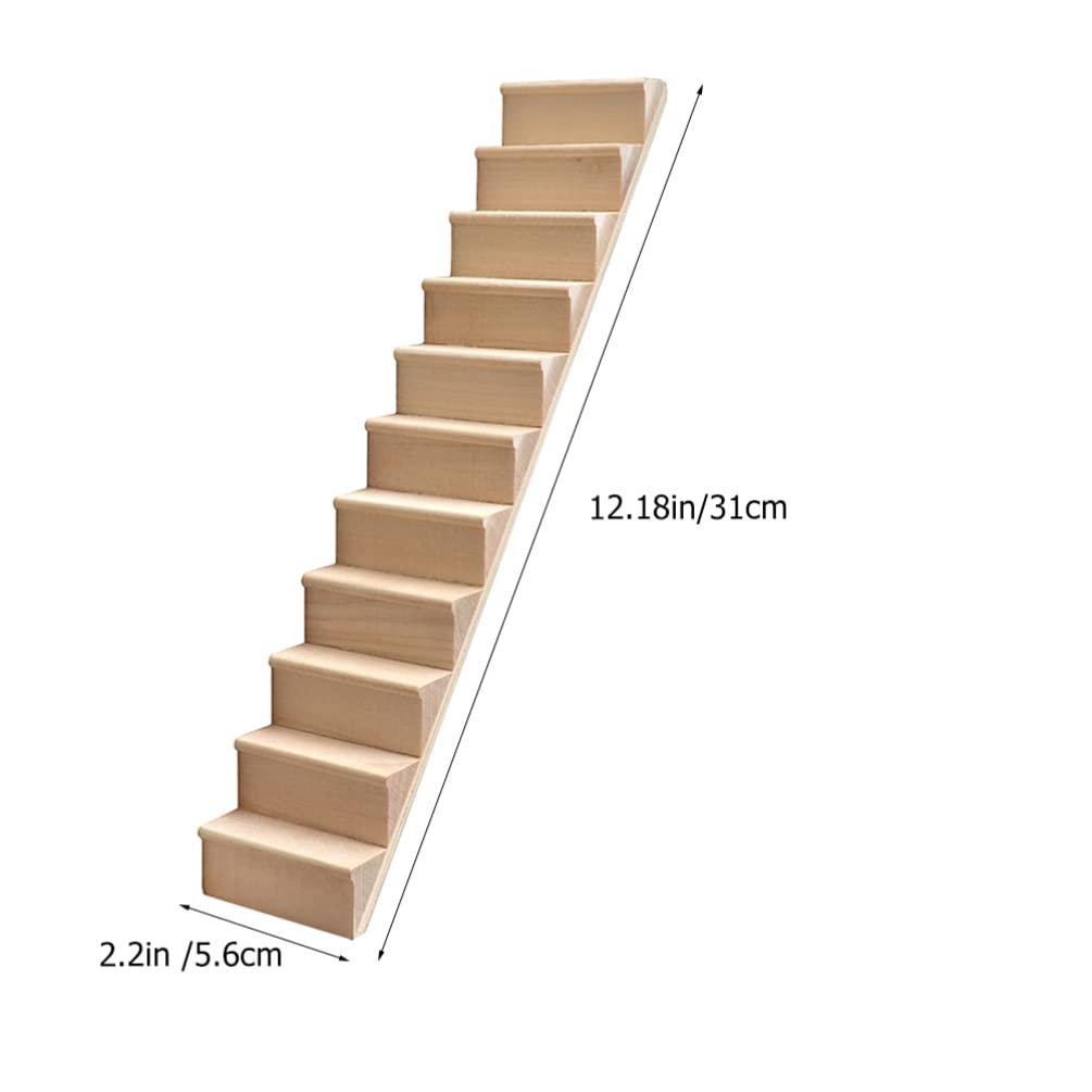 Toyvian Doll House Stairs Landscape Layout Props Miniature Staircase Mini House Stairs Model Home Décor Stairs Statues Wood Stairs Mini Stair Step Mini Houses Wooden Furniture Small Stairs