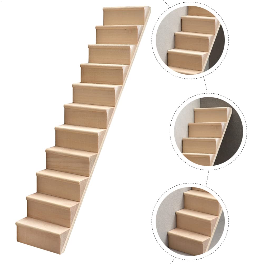 Toyvian Doll House Stairs Landscape Layout Props Miniature Staircase Mini House Stairs Model Home Décor Stairs Statues Wood Stairs Mini Stair Step Mini Houses Wooden Furniture Small Stairs